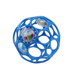 bright starts oball rattle easy-grasp toy - blue, 4", ages newborn+