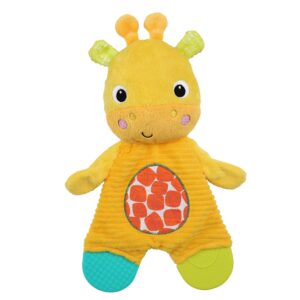 bright starts snuggle teethe plush teething baby toy - giraffe, crinkle fabric, ages 0 months