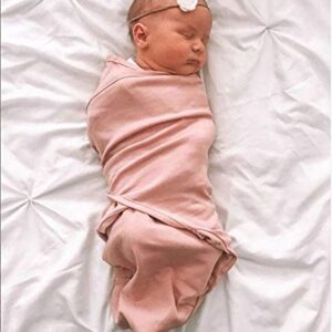 Ely's & Co. Baby Swaddle Blanket - 2 Pack Cotton Swaddle Blanket - Newborn Swaddle 0-3 Months, Newborn Essentials (Mauve Pink Stars & Solid Dusty Rose)