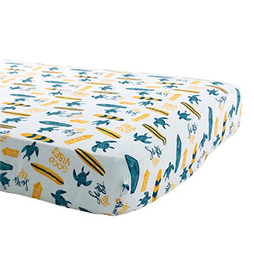 Bebe au Lait Oh So Soft Muslin Crib Sheet, Surf