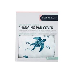 Bebe au Lait Oh So Soft Muslin Changing Pad Cover - Sea Turtles , 36x18 Inch (Pack of 1)