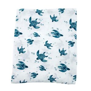 Bebe au Lait Oh So Soft Muslin Swaddle Blanket, Soft Muslin Design, Stylish Pattern - Sea Turtles , 47x47 Inch (Pack of 2)