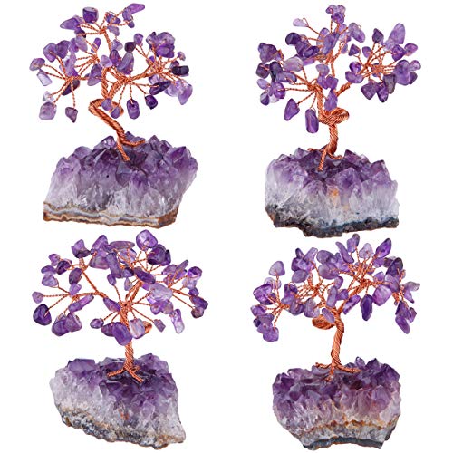 mookaitedecor Amethyst Crystal Tree, Amethyst Cluster Crystals Base Bonsai Money Tree for Wealth and Luck