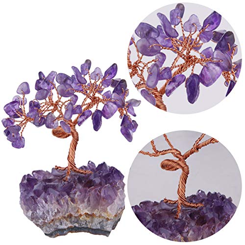 mookaitedecor Amethyst Crystal Tree, Amethyst Cluster Crystals Base Bonsai Money Tree for Wealth and Luck