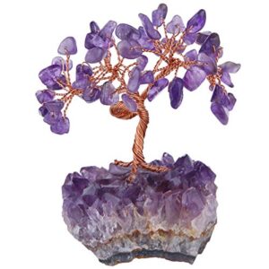 mookaitedecor Amethyst Crystal Tree, Amethyst Cluster Crystals Base Bonsai Money Tree for Wealth and Luck