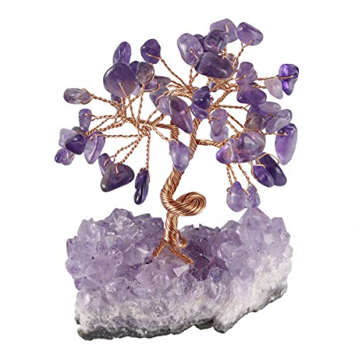 mookaitedecor Amethyst Crystal Tree, Amethyst Cluster Crystals Base Bonsai Money Tree for Wealth and Luck