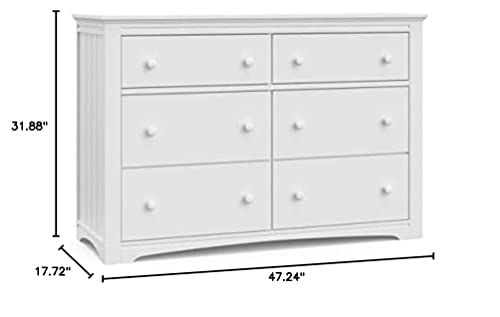 Graco Hadley 6 Drawer Double Dresser, 47.24x17.7x31.9 Inch (Pack of 1), White