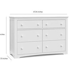 Graco Hadley 6 Drawer Double Dresser, 47.24x17.7x31.9 Inch (Pack of 1), White