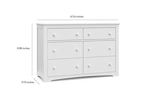 Graco Hadley 6 Drawer Double Dresser, 47.24x17.7x31.9 Inch (Pack of 1), White