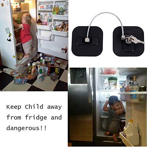 Fridge Lock,2 Pack Refrigerator Lock with Keys,Freezer Lock and Child Safety Cabinet Lock (Fridge Lock-Black)