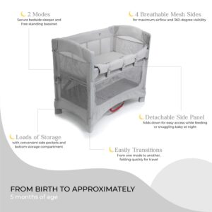 Arm's Reach Mini 2-in-1 Co-Sleeper Bassinet, Grey