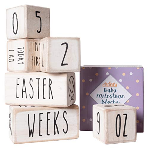 Baby Monthly Milestone Blocks Baby Girls Boy USA Certified Safe Month Baby Milestone Blocks, Rae Dunn Inspired Age Baby Month Baby Props, Best Baby Gifts Baby Shower, Baby Photo Props Photoshoots