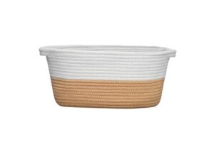 yukimocoo dog toy basket white brown cotton rope basket shallow cute pet toy storage bin home storage woven basket for living room clothes towel blanket item storage basket