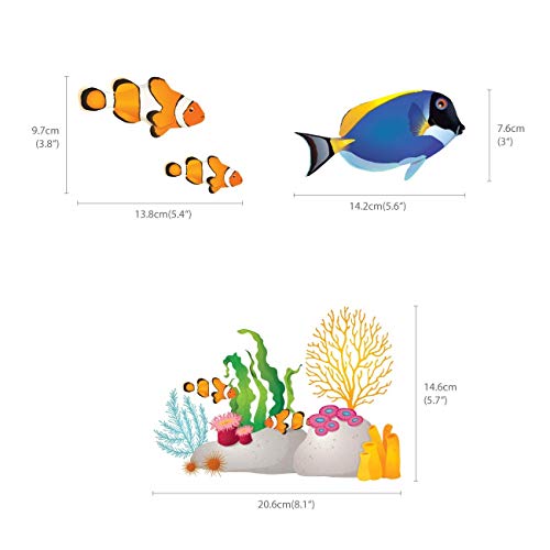 DECOWALL DS-8035 Coral Reef Fish Kids Wall Stickers Wall Decals Peel and Stick Removable Wall Stickers for Kids Nursery Bedroom Living Room (Small) décor