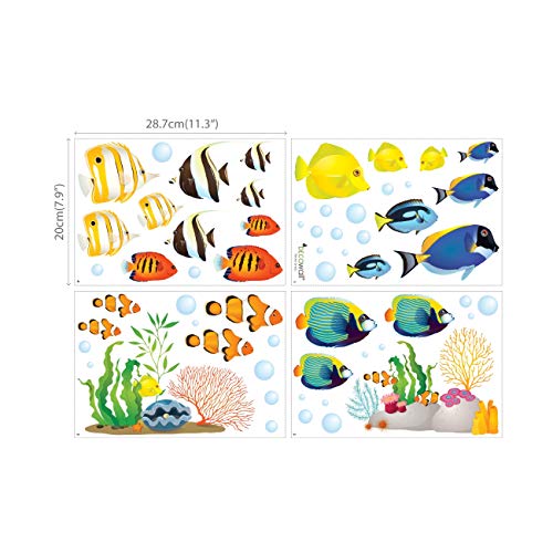 DECOWALL DS-8035 Coral Reef Fish Kids Wall Stickers Wall Decals Peel and Stick Removable Wall Stickers for Kids Nursery Bedroom Living Room (Small) décor