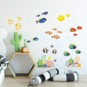 DECOWALL DS-8035 Coral Reef Fish Kids Wall Stickers Wall Decals Peel and Stick Removable Wall Stickers for Kids Nursery Bedroom Living Room (Small) décor