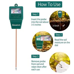 Gouevn Soil Moisture Meter, Plant Moisture Meter Indoor & Outdoor, Hygrometer Moisture Sensor Soil Test Kit Plant Water Meter for Garden, Farm, Lawn (No Battery Needed)