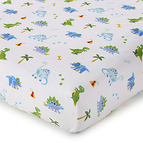 Wildkin Kids 100% Cotton Fitted Crib Sheet for Boys and Girls, Crib Sheets Measures 52 x 28 x 8 Inches, Kids Crib Sheets with Super Soft and Breathable Material (Dinosaur Land)