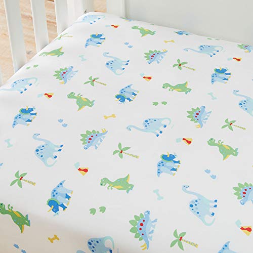 Wildkin Kids 100% Cotton Fitted Crib Sheet for Boys and Girls, Crib Sheets Measures 52 x 28 x 8 Inches, Kids Crib Sheets with Super Soft and Breathable Material (Dinosaur Land)