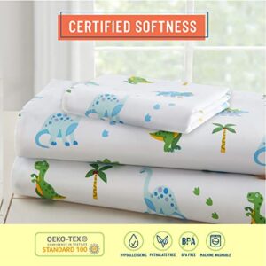 Wildkin Kids 100% Cotton Fitted Crib Sheet for Boys and Girls, Crib Sheets Measures 52 x 28 x 8 Inches, Kids Crib Sheets with Super Soft and Breathable Material (Dinosaur Land)