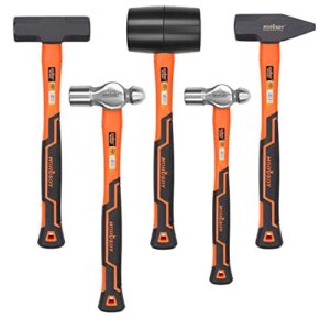 horusdy 5-piece hammer set, 16oz ball pein hammer | 32oz ball pein hammer | 32oz rubber mallet | 3lb sledge hammer | 3lbcross peen hammer