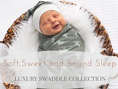 giggle angel Baby Boy Receiving Blanket Swaddle Blanket Newborn Wrap Sack Headband Set -Dinosaur Pattern