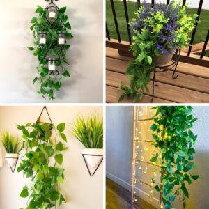 CEWOR 2pcs Artificial Hanging Plants 3.6ft Fake Ivy Vine Fake Ivy Leaves for Wall House Room Patio Indoor Outdoor Home Shelf Office Decor (No Baskets)