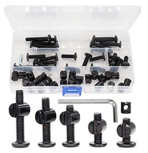 binifimux 50pcs m6 x 15mm/ 20mm/ 25mm/ 30mm/ 35mm black hex socket cap bolts barrel nuts assortment kit for crib baby bed cots furniture