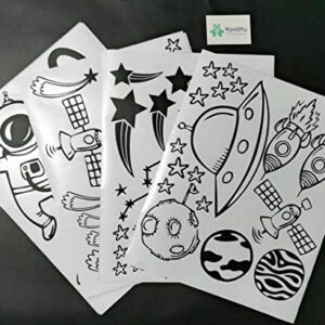 Wall Decor for Boys Room Art Outer Space Star Rockets Planets Stickers Removable Space Wall Decal for Children Bedroom Decoration (Black)