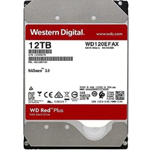 Western Digital 12TB WD Red Plus NAS Internal Hard Drive HDD - 5400 RPM, SATA 6 Gb/s, CMR, 256 MB Cache, 3.5" - WD120EFAX