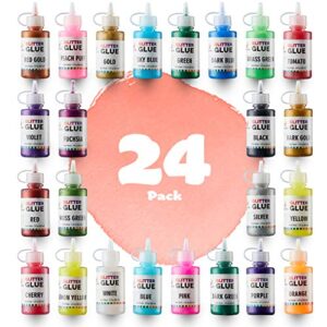 Glitter Glue (Value Pack - 24 Colors) | Washable Glittery Art Glue | Essential Slime Supplies for Slime Making and Arts & Crafts Projects | Non-Toxic & Safe for Kids