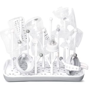 baby bottle drying rack with tray, termichy high capacity bottle dryer holder for bottles, teats, cups, pump parts and accessories, gray