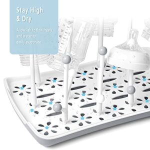 Baby Bottle Drying Rack with Tray, Termichy High Capacity Bottle Dryer Holder for Bottles, Teats, Cups, Pump Parts and Accessories, Gray