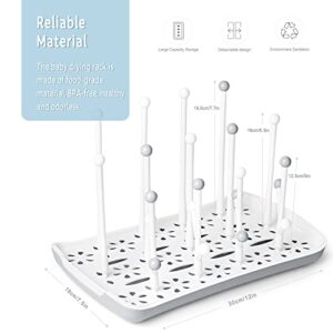 Baby Bottle Drying Rack with Tray, Termichy High Capacity Bottle Dryer Holder for Bottles, Teats, Cups, Pump Parts and Accessories, Gray