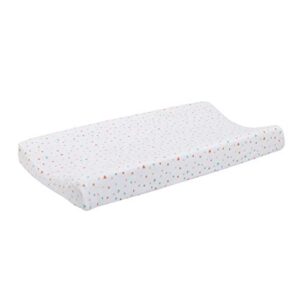 ed ellen degeneres cotton tail - soft plush velboa multi colored hearts & dots changing pad cover, white, rose, aqua, coral