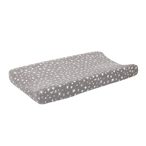 ED Ellen DeGeneres Starry Night - Soft Plush Velboa Grey, White Starburst, Encouraging Words Changing Pad Cover, Grey, White