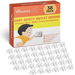 38 Pieces Clear Outlet Covers Baby Proofing - Vmaisi Electrical Safety ChildProof Plug Protector - (Clear, 38 Pack)