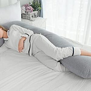 AngQi Body Pregnancy Pillow with Jersey Cover, L Shaped Full Body Pillow for Pregnant Women and Side Sleeping