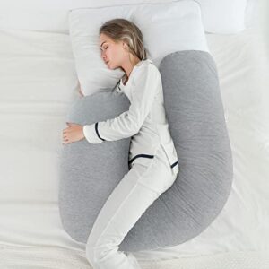 AngQi Body Pregnancy Pillow with Jersey Cover, L Shaped Full Body Pillow for Pregnant Women and Side Sleeping