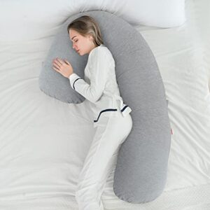 AngQi Body Pregnancy Pillow with Jersey Cover, L Shaped Full Body Pillow for Pregnant Women and Side Sleeping