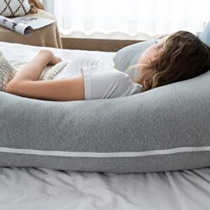 AngQi Body Pregnancy Pillow with Jersey Cover, L Shaped Full Body Pillow for Pregnant Women and Side Sleeping