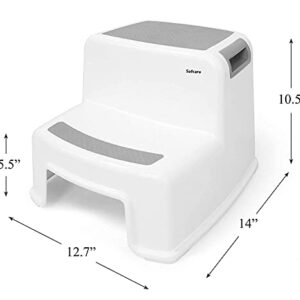 Toddler Step Stool for Kids, 2 Pack Step Stool for Toilet Potty Training Slip Resistant Soft Grip for Safety as Bathroom Potty Stool and Kitchen Dual Height and Wide Two Step