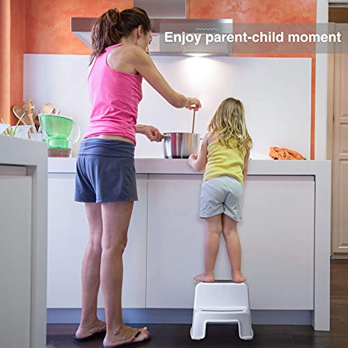 Toddler Step Stool for Kids, 2 Pack Step Stool for Toilet Potty Training Slip Resistant Soft Grip for Safety as Bathroom Potty Stool and Kitchen Dual Height and Wide Two Step