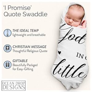 Ocean Drop 100% Cotton Muslin Swaddle Baby Blanket - God’s Grace’ Quote with Gift Box for Baptism, Christening Gift, Godson, Goddaughter, Neutral, Baby Shower – Super Soft, Breathable, Large 47x47”