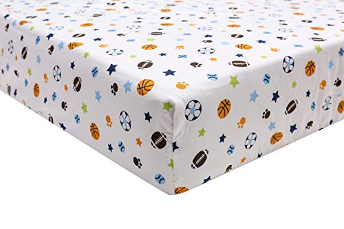 Nursery Crib Bedding Sheet for Baby Boy Arrow/Animal/Sports Fitted Crib Sheet (Sports 2)