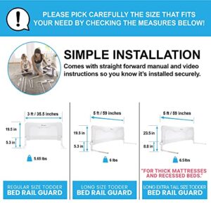 TotCraft Toddler Bed Rails Guard – Universal Baby & Children Rail for Box Spring &slats Kids Toddlers Cribs, Twin, Double, Full Size Queen &King - White (35.5L19.5H) in