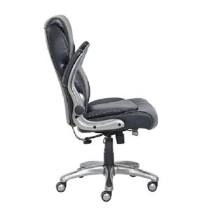 AmazonCommercial Ergonomic High-Back Bonded Leather Executive Chair with Flip-Up Arms and Lumbar Support, Black