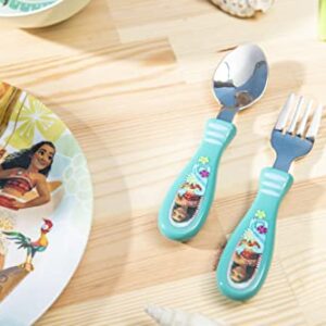 Zak Designs Moana Dinnerware Set Includes Plate, Bowl, Water Bottle, and Utensil Tableware, Made of Durable Material and Perfect for Kids (Moana and Maui, 5 Piece Set, BPA Free)