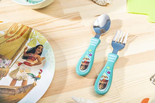 Zak Designs Moana Dinnerware Set Includes Plate, Bowl, Water Bottle, and Utensil Tableware, Made of Durable Material and Perfect for Kids (Moana and Maui, 5 Piece Set, BPA Free)