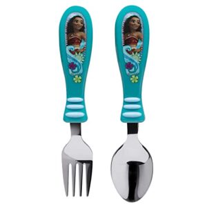 Zak Designs Moana Dinnerware Set Includes Plate, Bowl, Water Bottle, and Utensil Tableware, Made of Durable Material and Perfect for Kids (Moana and Maui, 5 Piece Set, BPA Free)